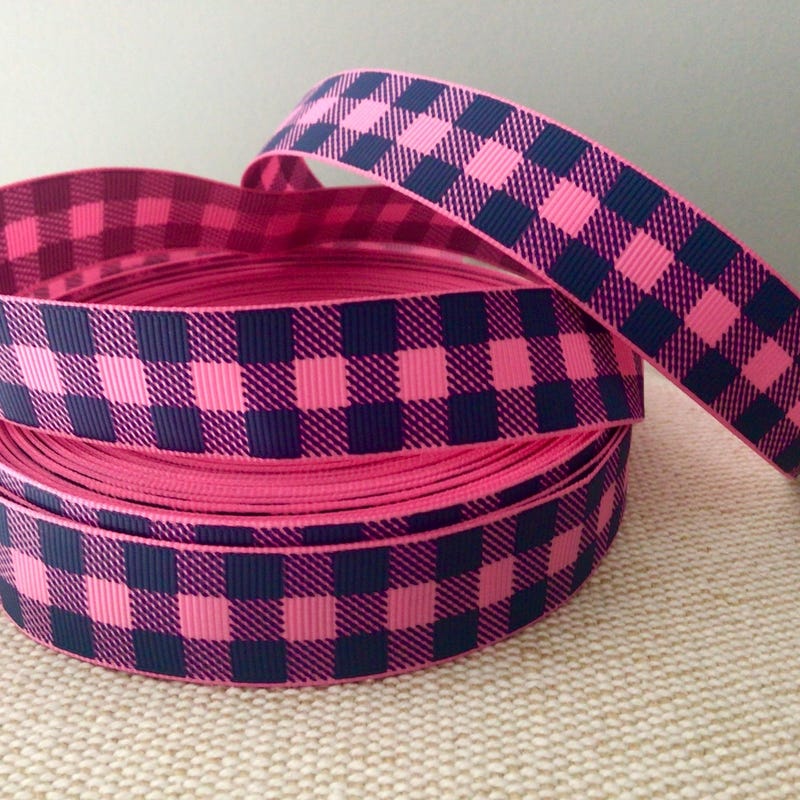 Pink and Navy Ribbon - Etsy