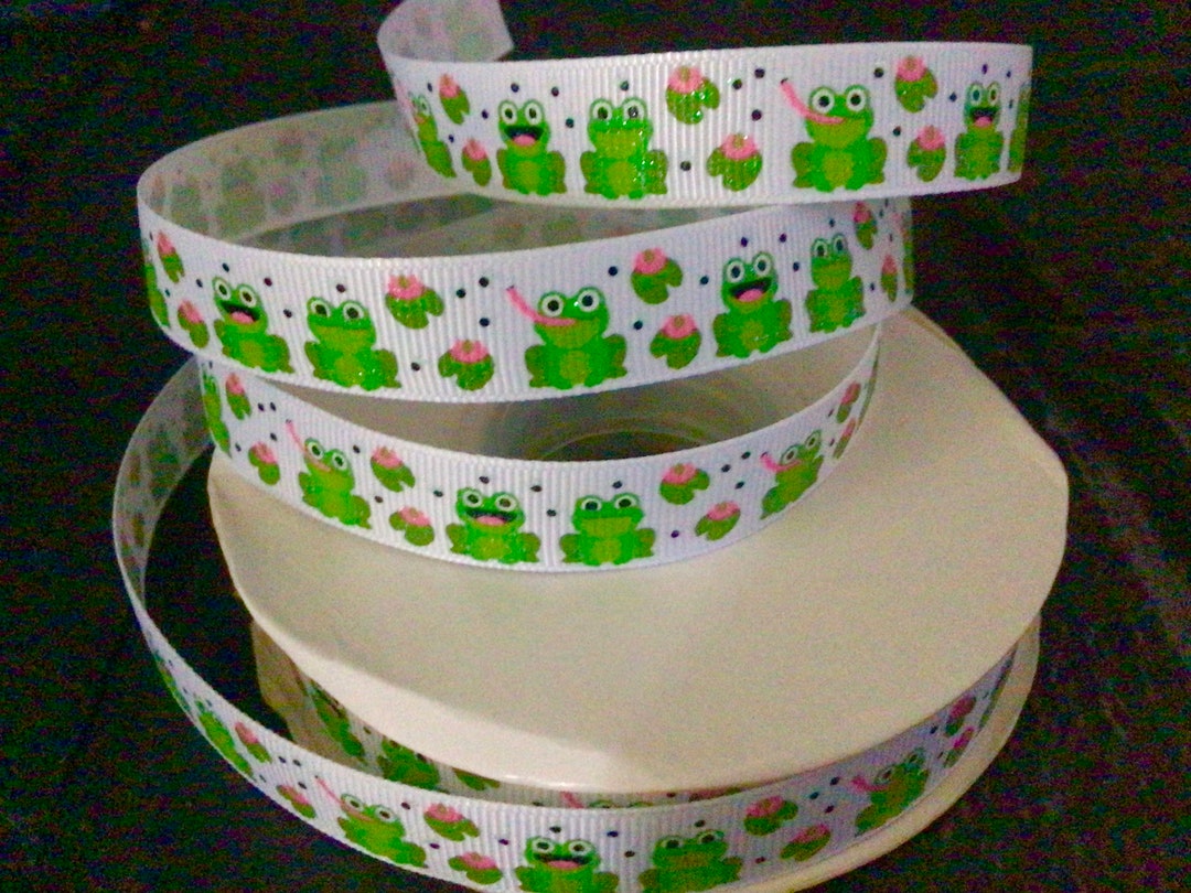 5/8” Frogs on White Grosgrain Ribbon - Etsy