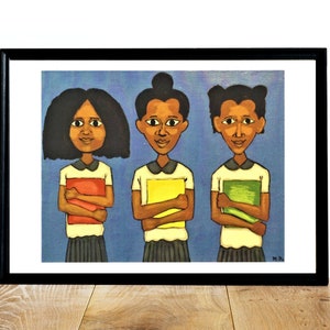 Three Girls Art Print: African American Art, Black Artist Wall Decor - Etsy