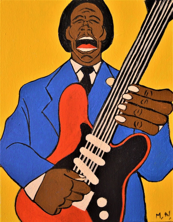 Blues Guitar Player Drawing