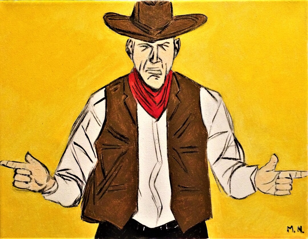 Pointing Cowboy, Art Printchristmas - Etsy