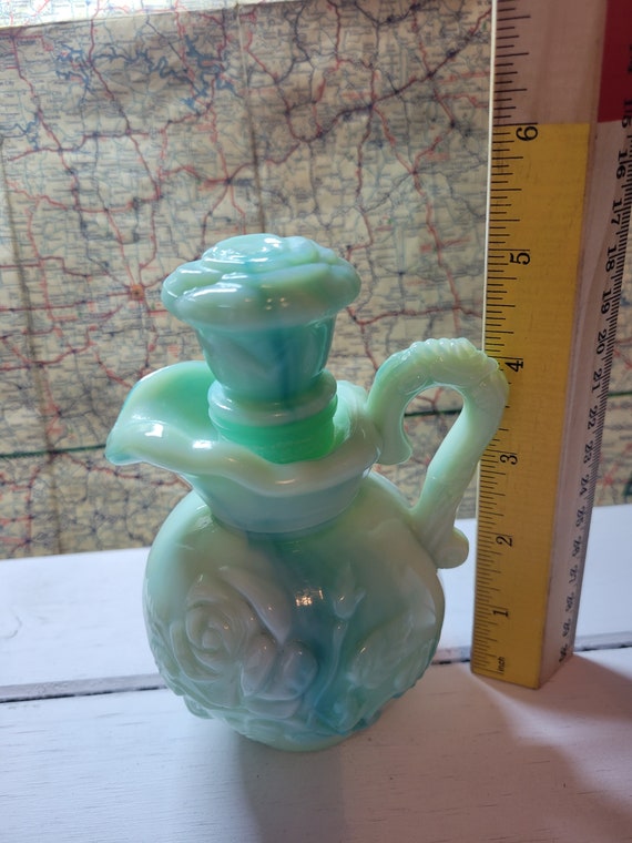 1970's Avon Jadeite Oil Rose Design Pitcher, Vintage … - Gem
