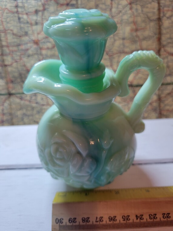 1970's Avon Jadeite Oil Rose Design Pitcher, Vintage … - Gem