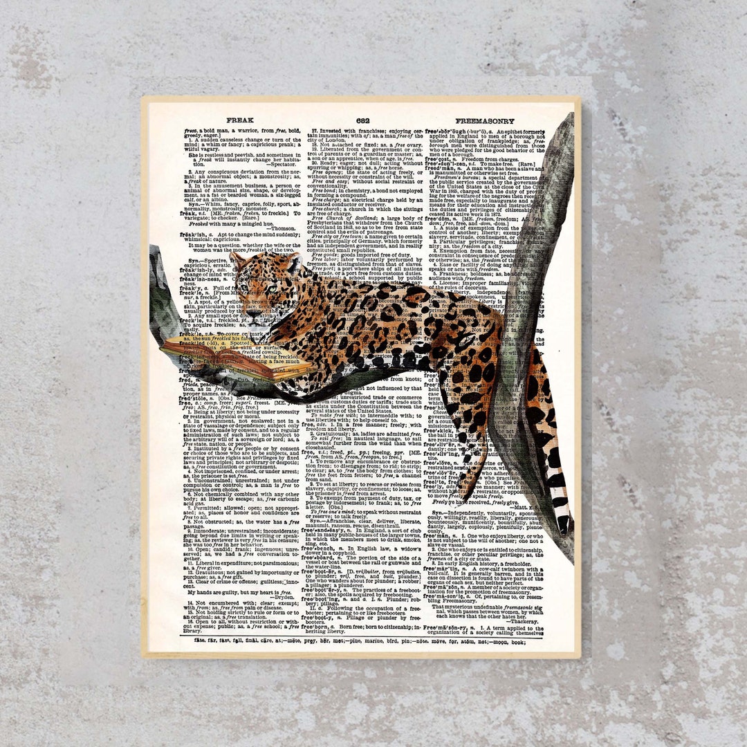 Jaguar Book Art Dictionary Art Artwork - Etsy