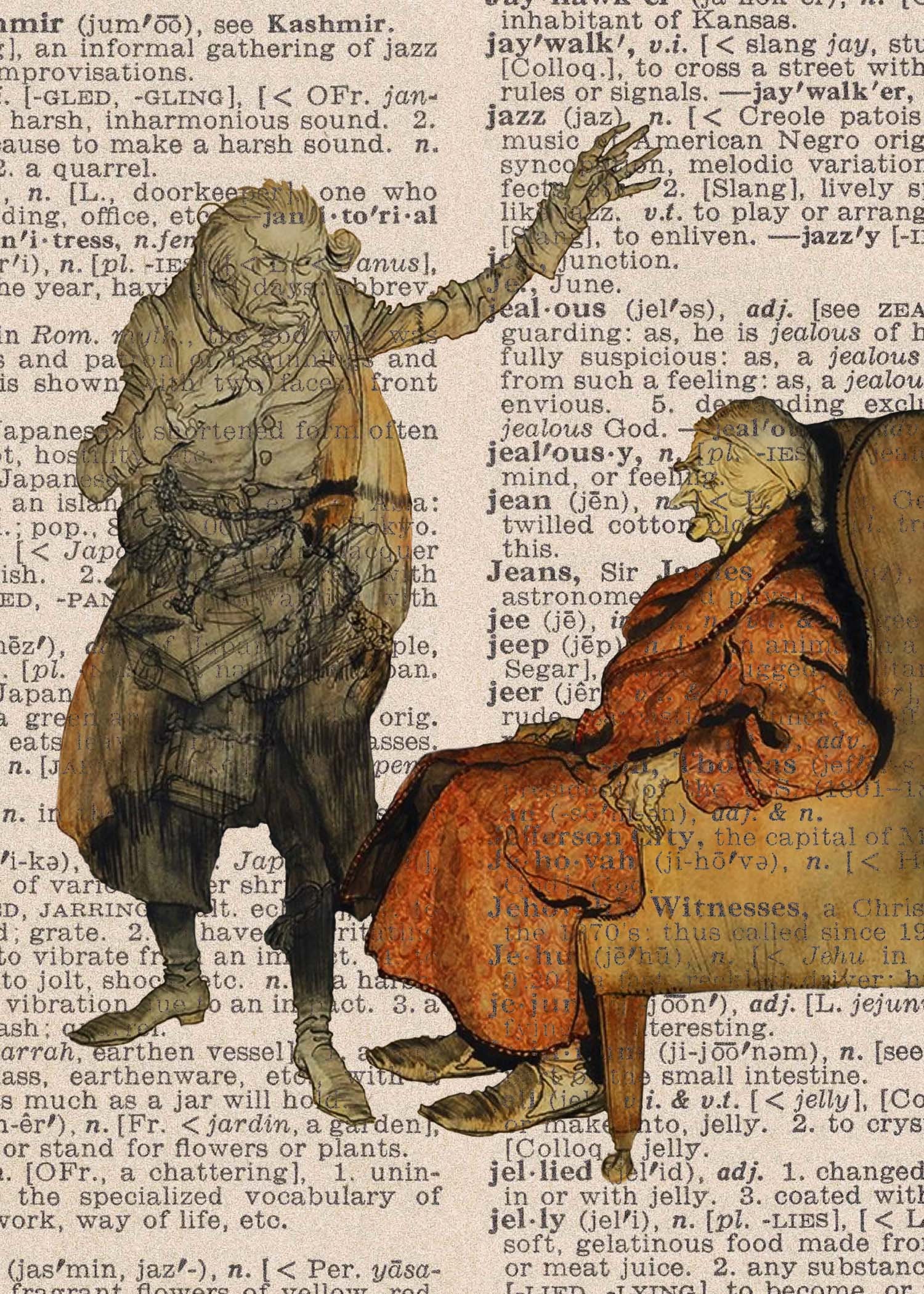Dictionary Art Ebenezer Scrooge Illustration Artwork From A Christmas ...
