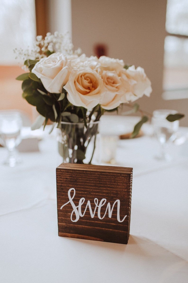 Wooden Hand Lettered Table Numbers - Etsy