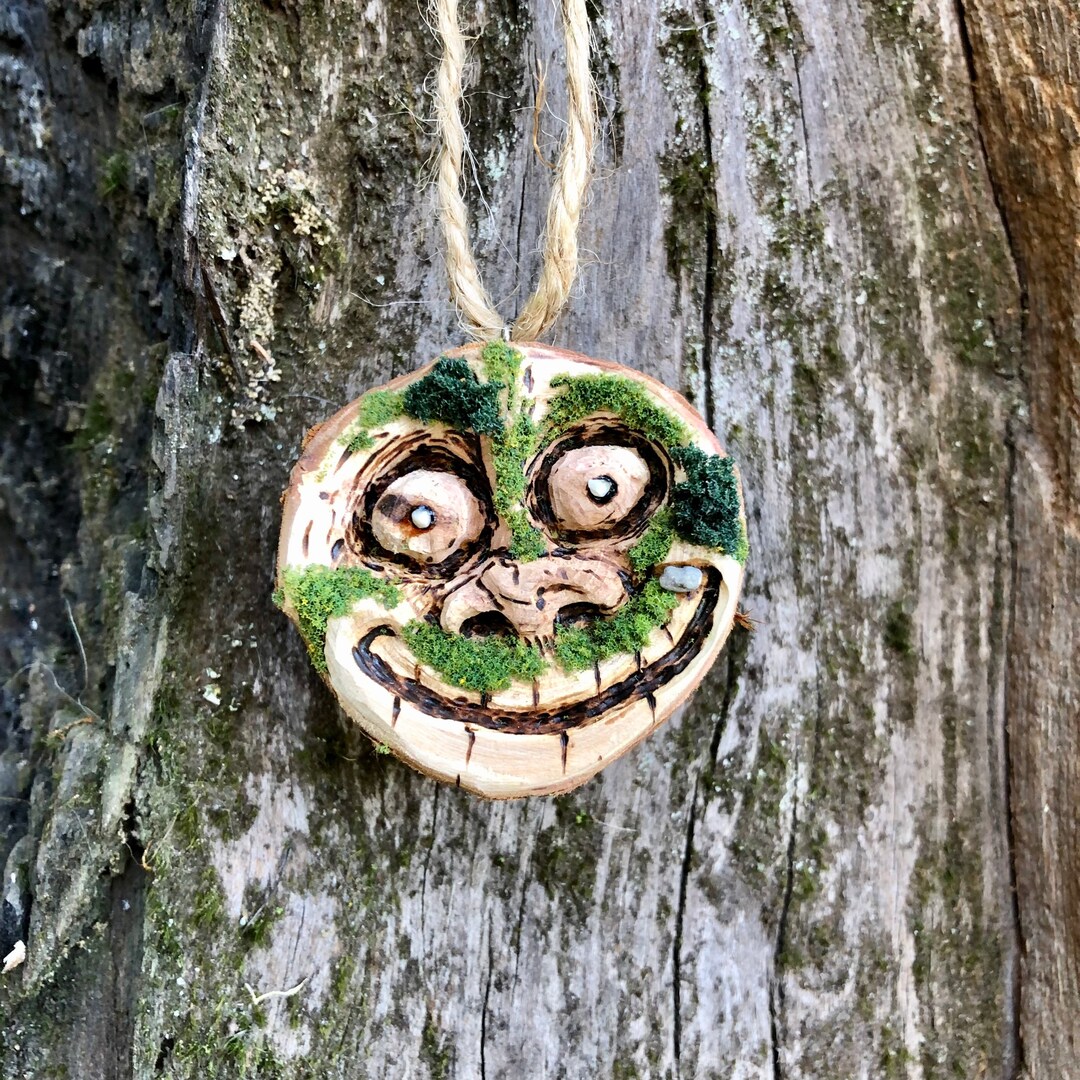 Yule Ornament Tree Spirit Wood Carving Pyrography Decoration - Etsy