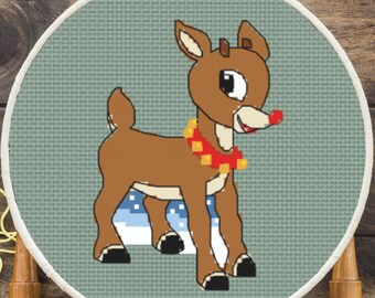 Rudolph the Red Nosed Reindeer Cross Stitch Pattern - Etsy