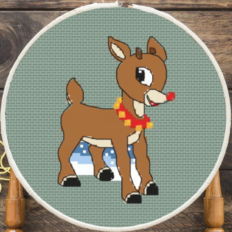 Rudolph Cross Stitch - Etsy