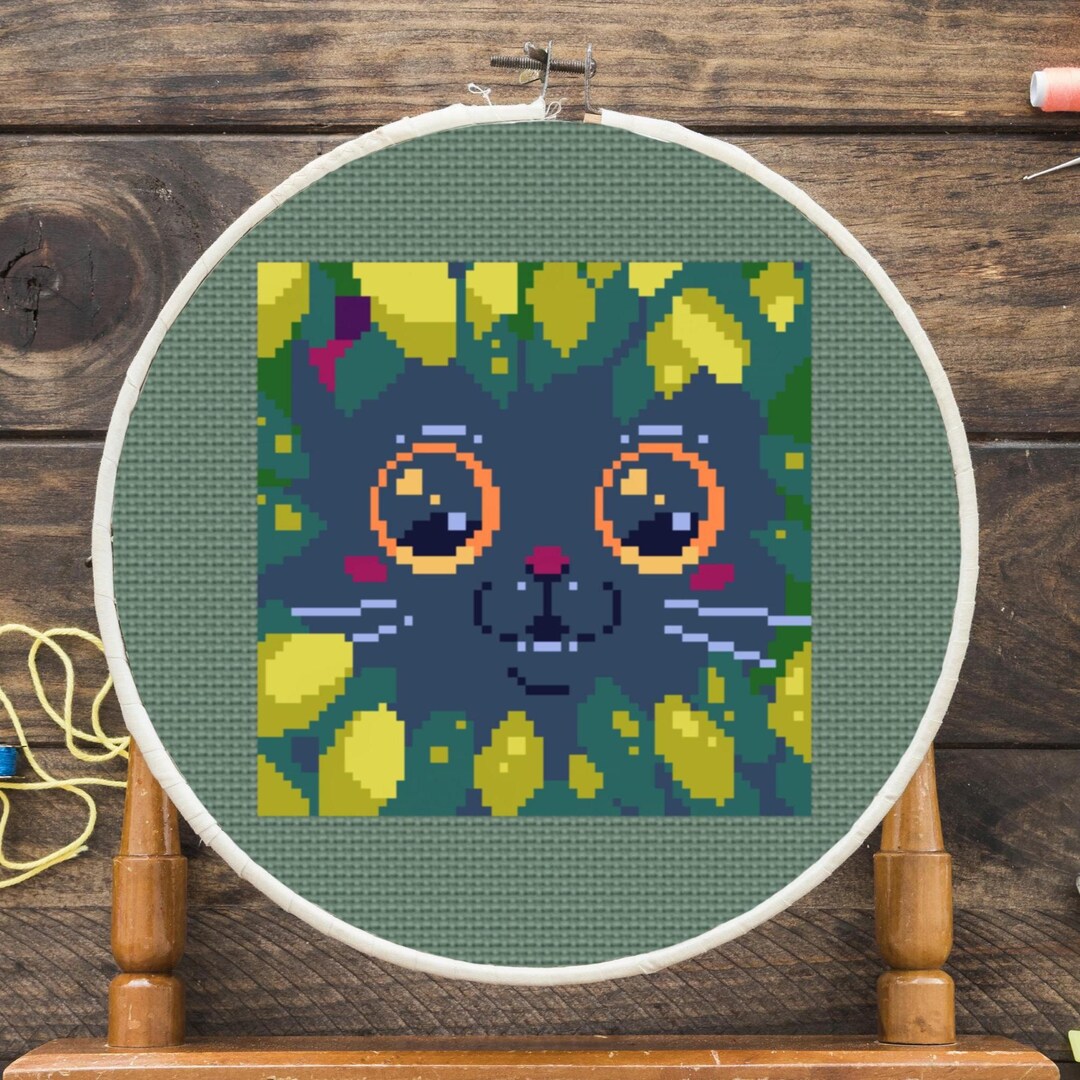 Shrubs Cat Cross Stitch Pattern - Etsy