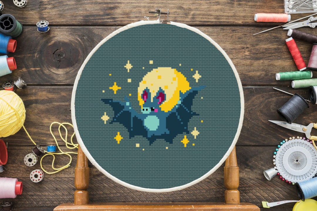 Moonlight Bat Cross Stitch Pattern - Etsy