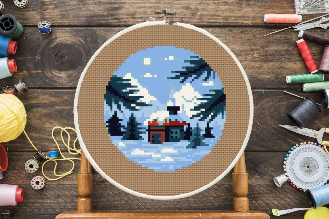 Winter Cabin Cross Stitch Pattern - Etsy