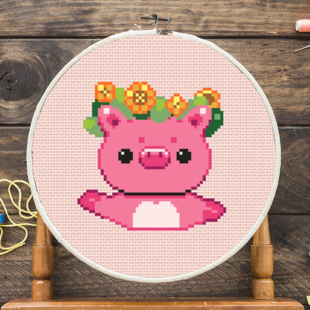 Floral Crown Pig Cross Stitch Pattern - Etsy