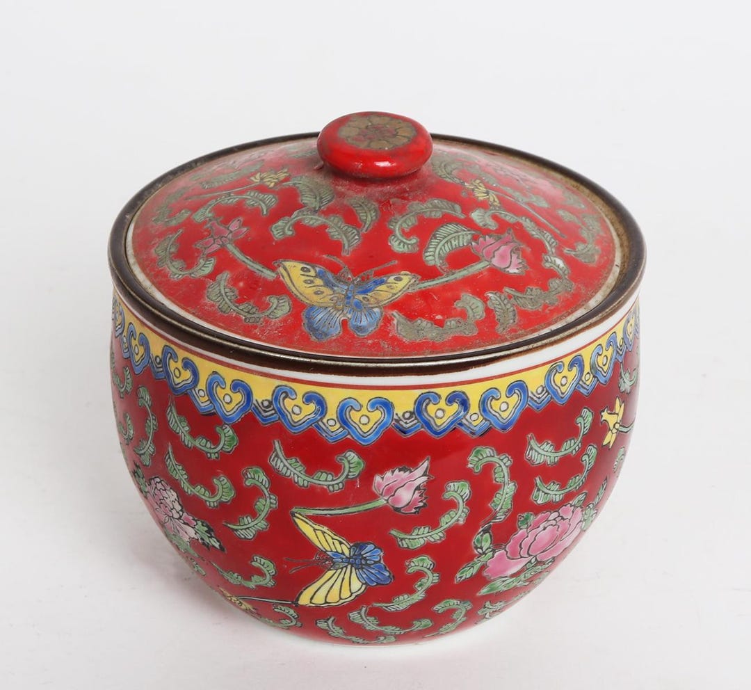 Red Chinese Bowl With Lid - Etsy