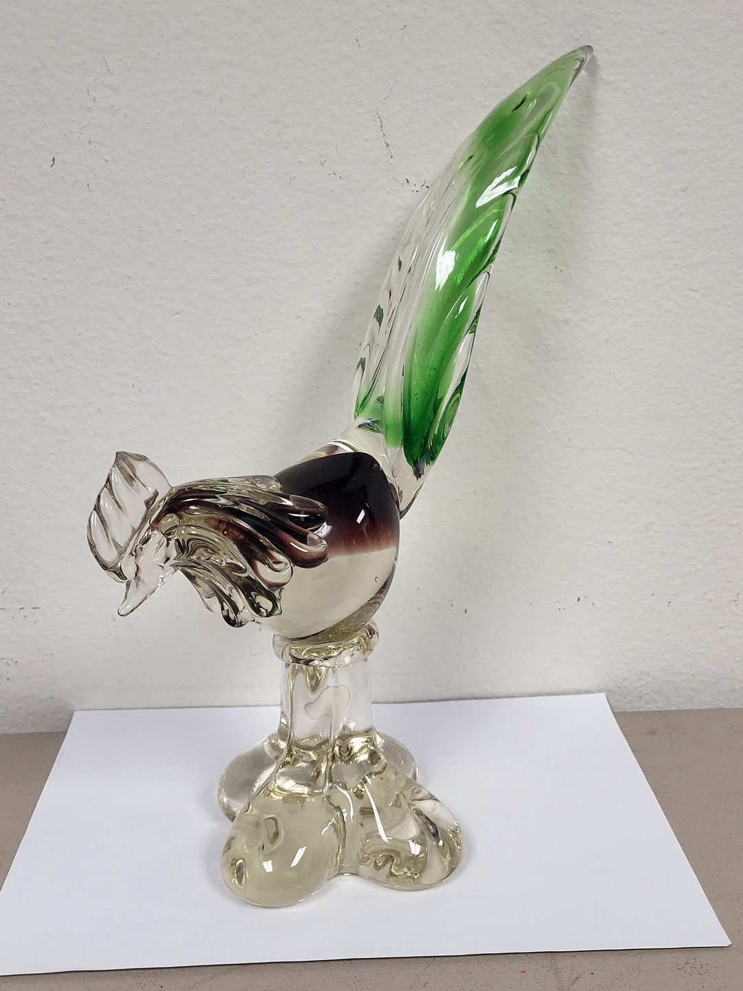 Vintage Murano Glass Pheasant, Green & Purple - Etsy