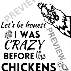 Chicken Crazy Svg Png Black and White Digital File Funny Chicken Shirt ...