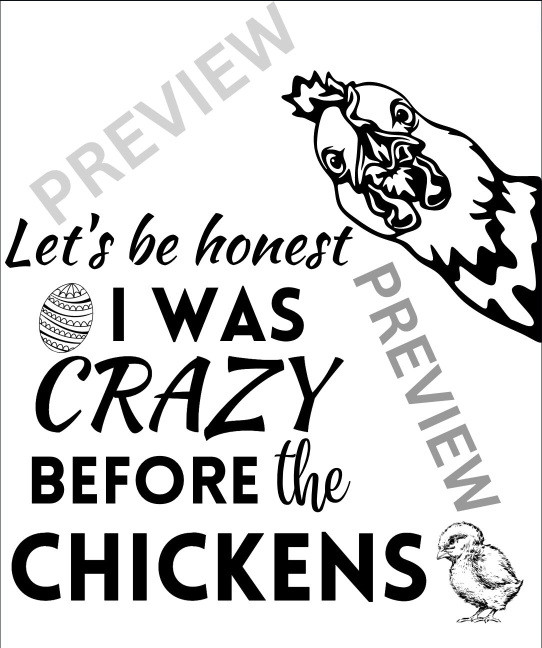 Chicken Crazy Svg Png Black and White Digital File Funny Chicken Shirt ...