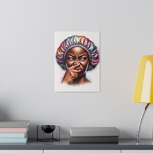 Black Bathroom Art, African American Wall Decor, Melanin Canvas, Afro Females Painting, Black ...