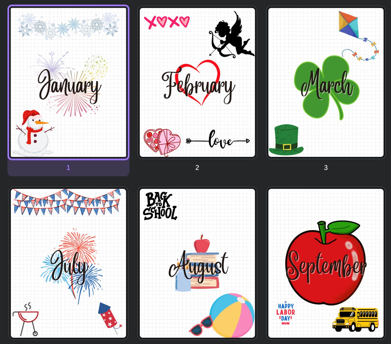 12 Monthly Cover Pages - Journal Title Pages in Color - Monthly Planner ...