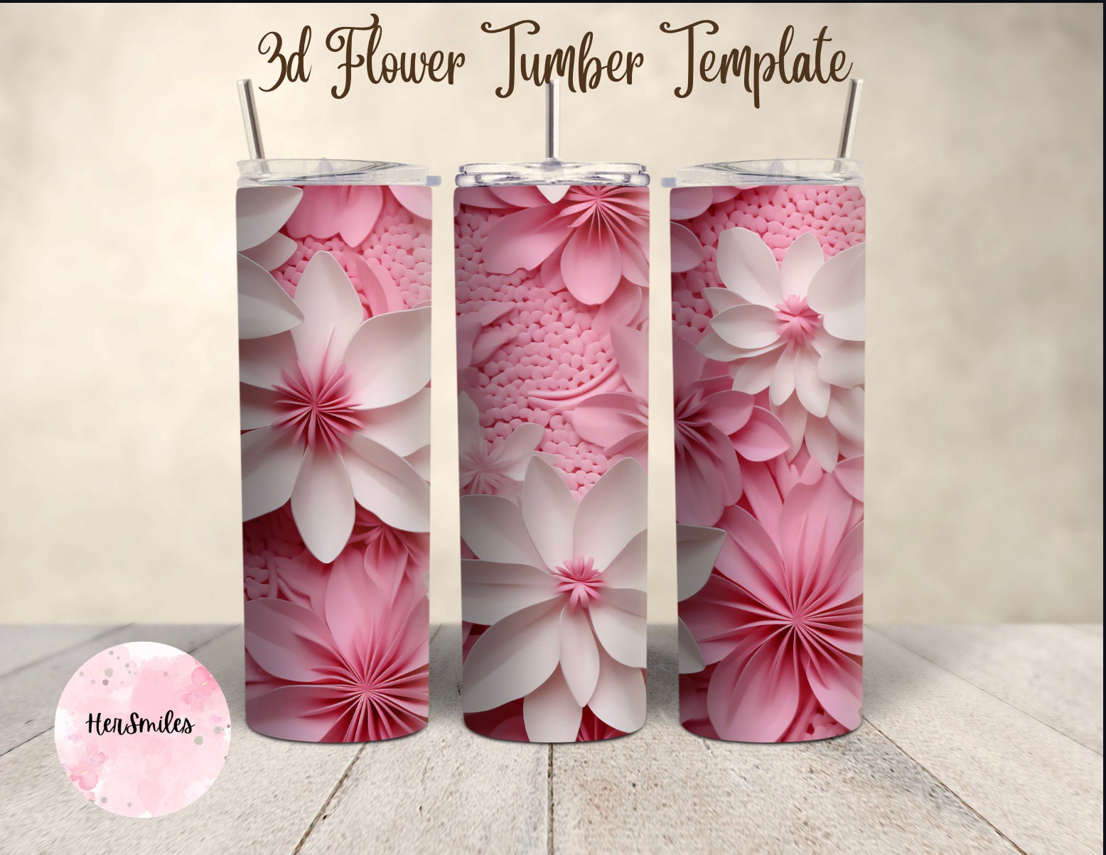 3d Flower Tumbler Template 20 Oz. PNG Great Gift Design - Etsy