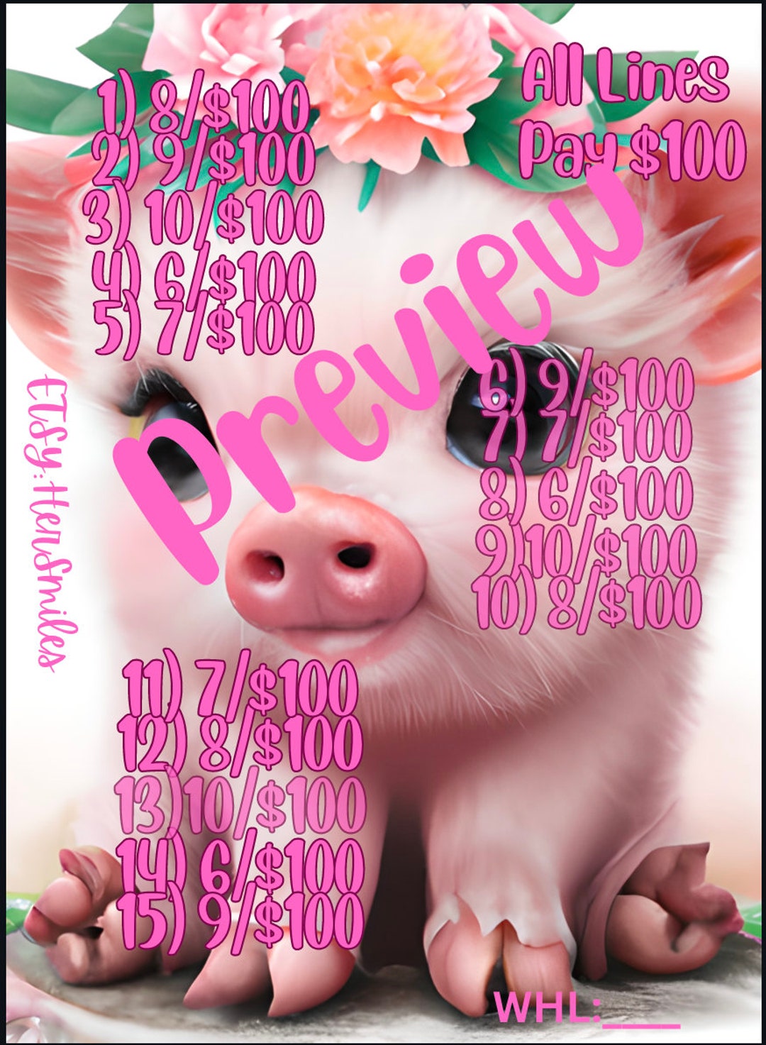 100 All Lines Bing Board Pig - Etsy