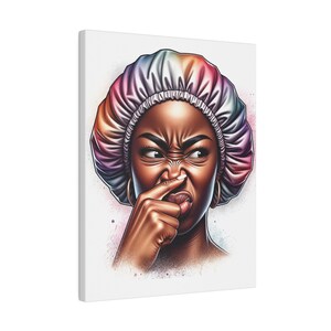 Black Bathroom Art, African American Wall Decor, Melanin Canvas, Afro Females Painting, Black ...
