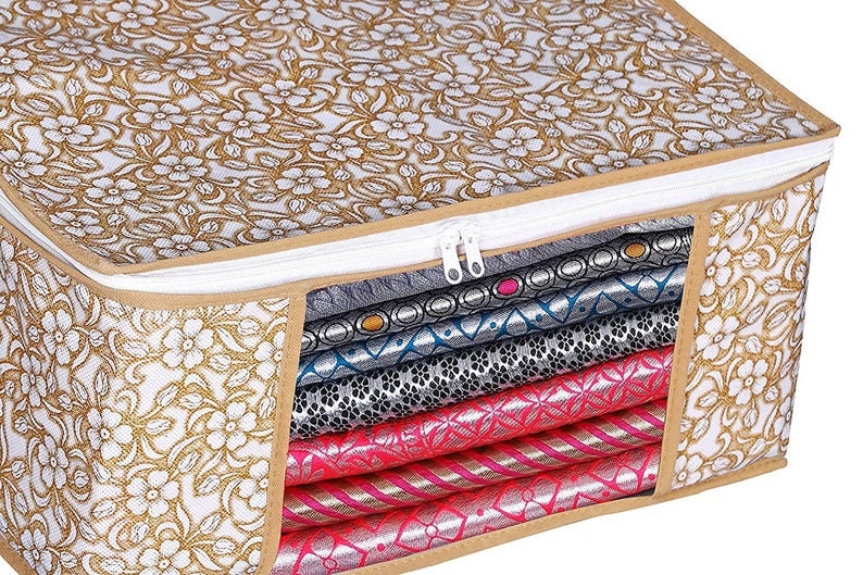 Gold Wedding Non Woven Saree Cover Bags Window Saree Cover Bags Cover ...