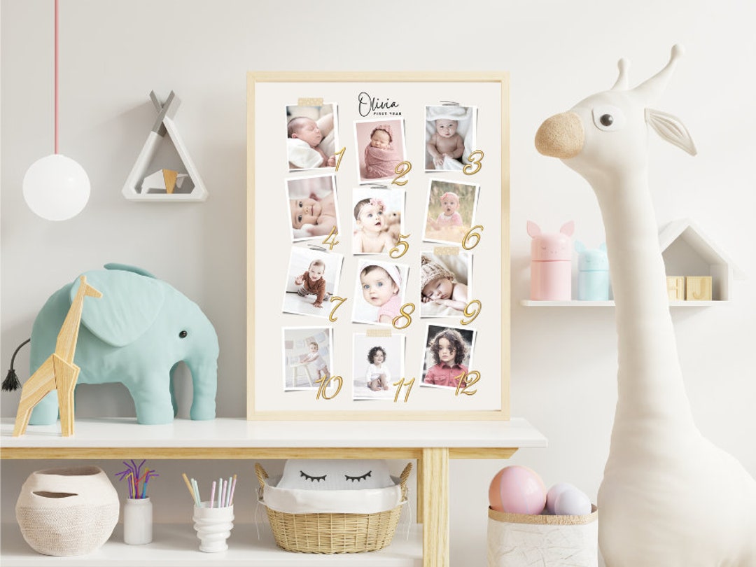 Baby Milestone Poster, Board, Sign, First Birthday Photo Template ...