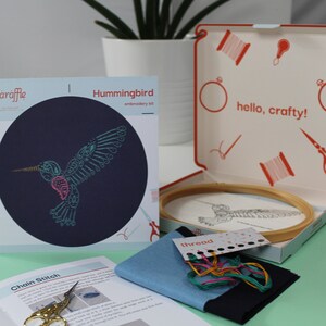 Hummingbird Embroidery Kit Craft Kit for Beginners Paisley - Etsy
