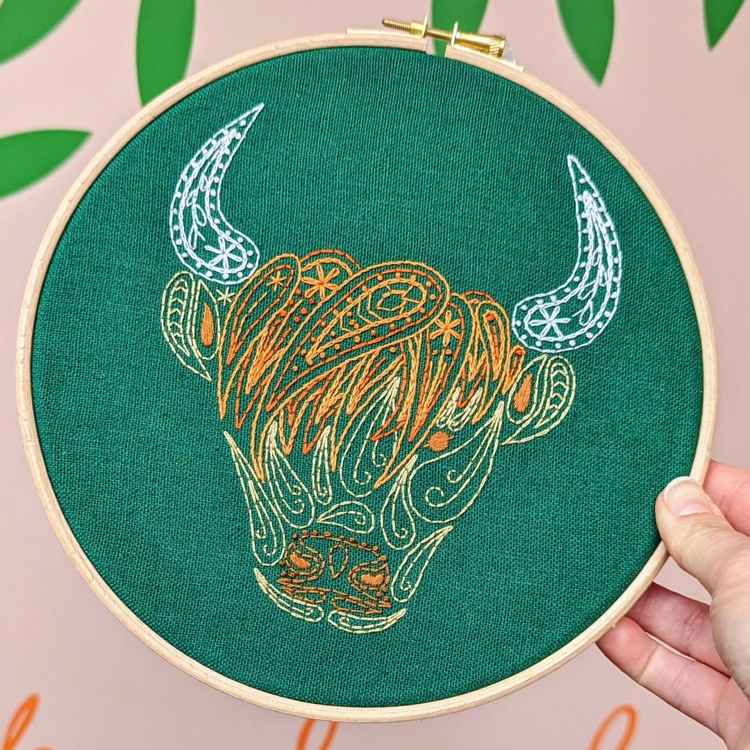 Beginner Highland Coo Embroidery Kit for Beginner Craft Kit Gift for ...