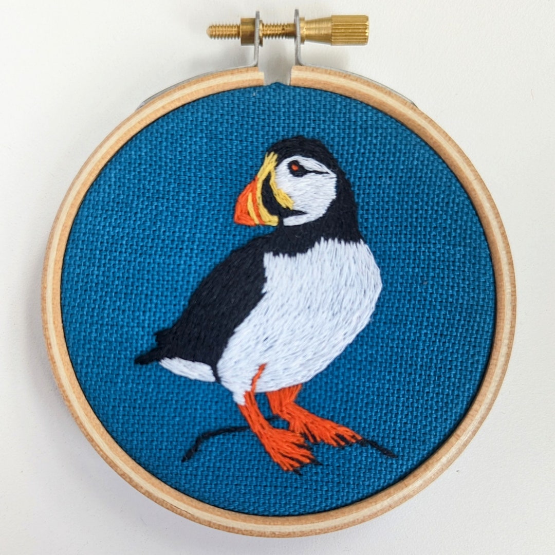 Puffin Mini Embroidery Kit for Beginner Embroidery Kit for Gift for Friend Mini Decor DIY ...