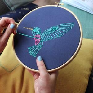 Hummingbird Embroidery Kit, Craft Kit for Beginners, Paisley Hoop Art ...