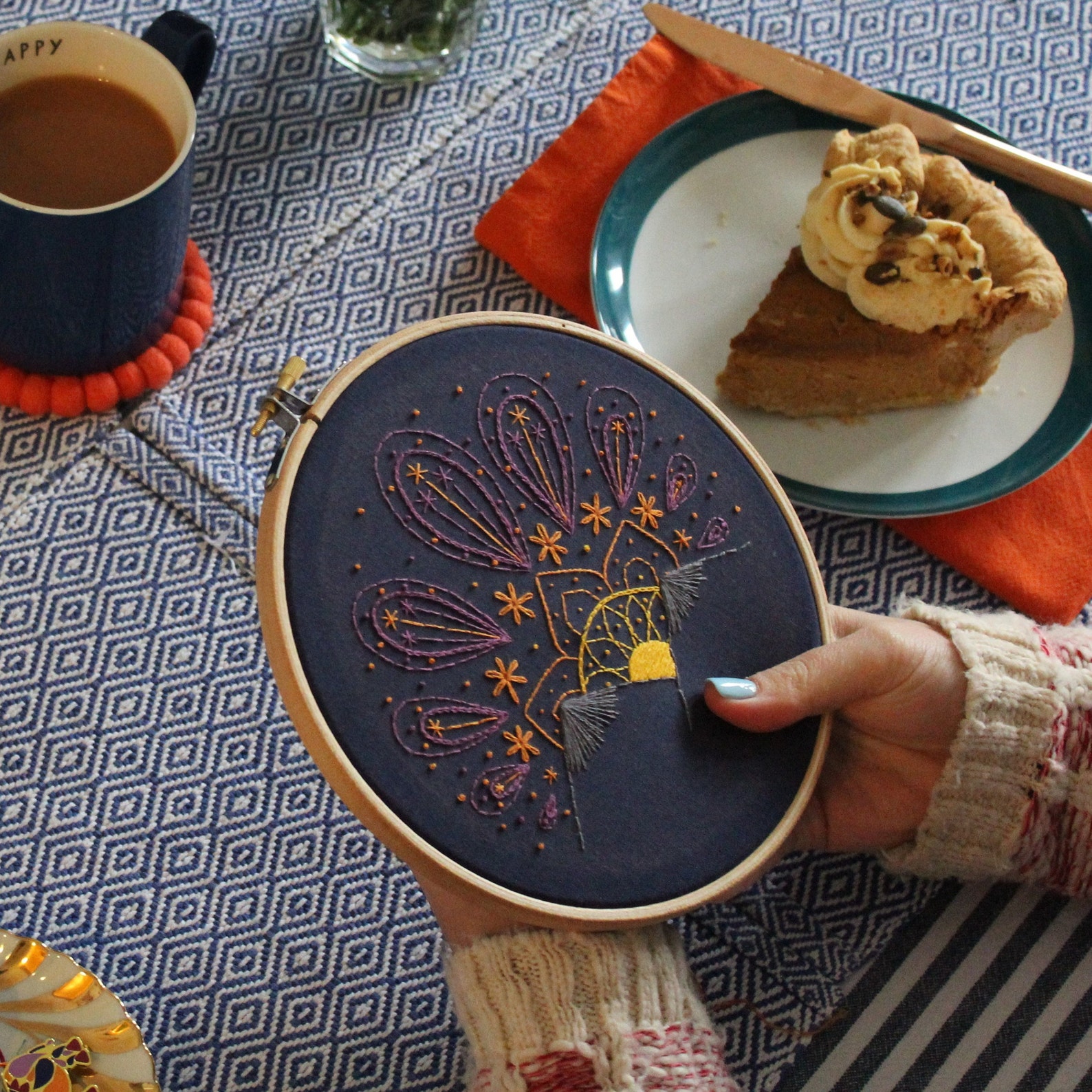 Sunset Embroidery Kit Craft Kit for Beginners Paisley Hoop | Etsy