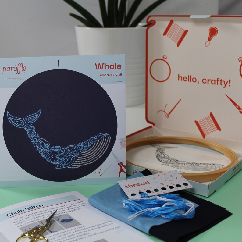 Whale Embroidery Kit Craft Kit for Beginners Paisley Hoop | Etsy Canada