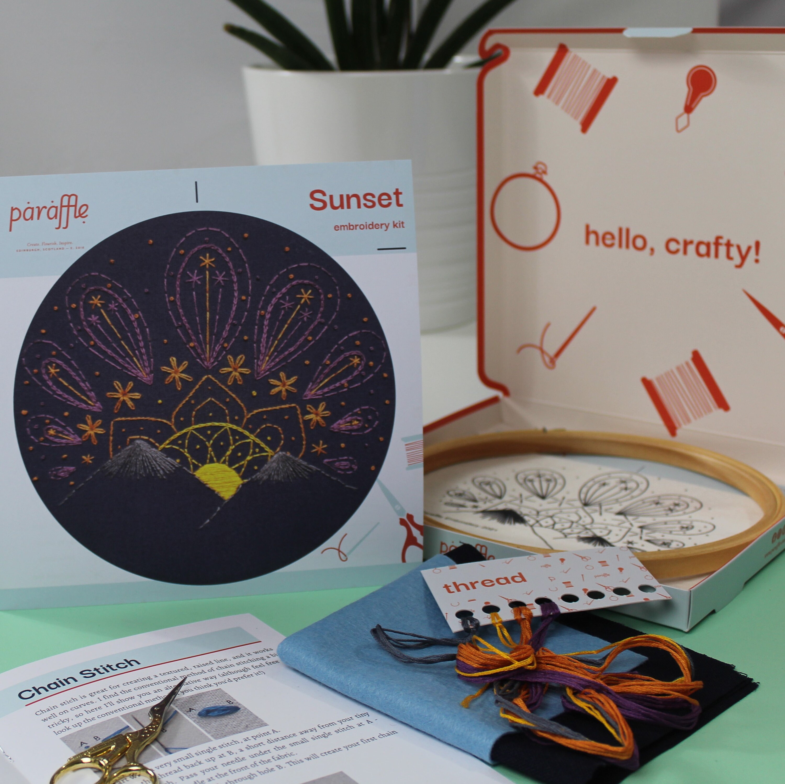 Sunset Embroidery Kit Craft Kit for Beginners Paisley Hoop - Etsy UK