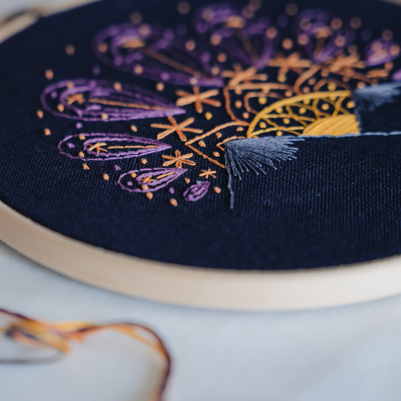 Sunset Embroidery Kit Craft Kit for Beginners Paisley Hoop - Etsy