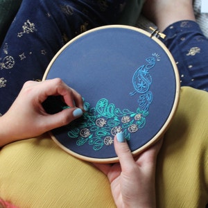 Peacock Embroidery Kit, Craft Kit for Beginners, Paisley Hoop Art ...