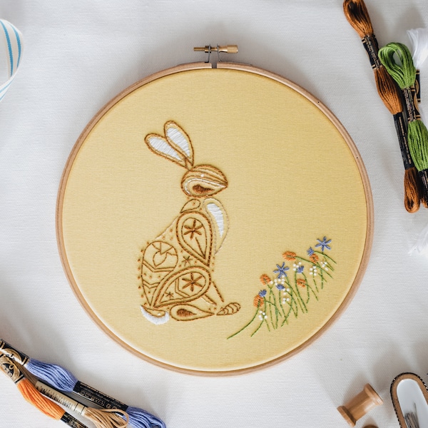Rabbit Embroidery - Etsy