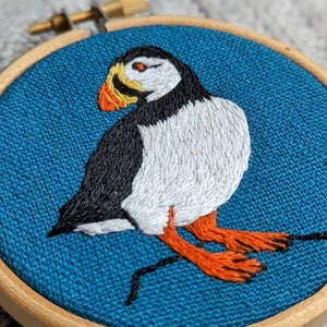 Puffin Mini Embroidery Kit for Beginner Embroidery Kit for Gift for Friend Mini Decor DIY ...