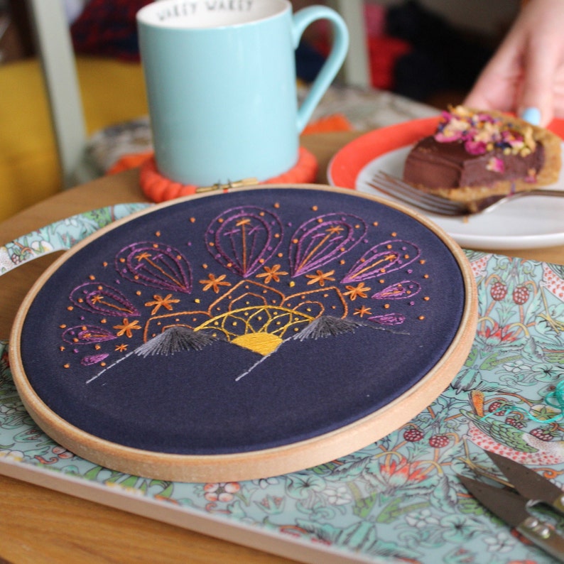 Sunset Embroidery Kit Craft Kit for Beginners Paisley Hoop | Etsy