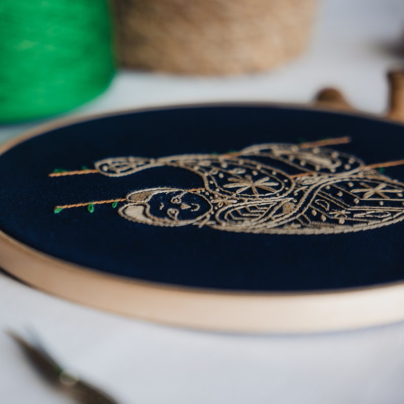 Beginner Sloth Embroidery Kit, 8-inch Organic Cotton DIY Craft Set - Etsy