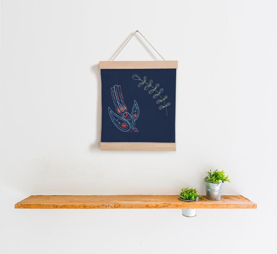 Swallow Banner Embroidery Kit, Craft Kit for Beginners, Paisley ...