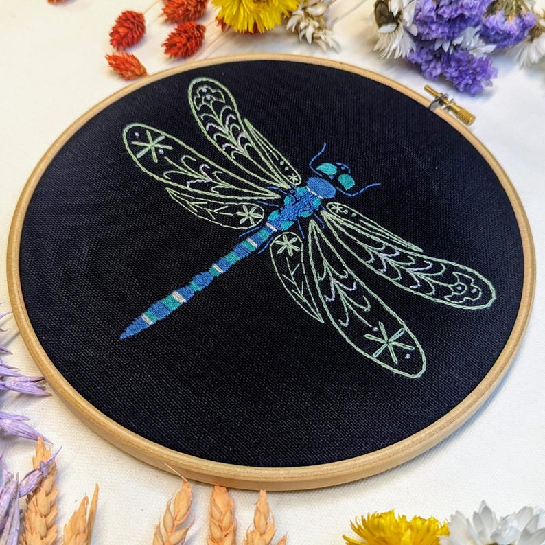 Dragonfly Embroidery Pattern PDF for Beginners Embroidery Digital ...
