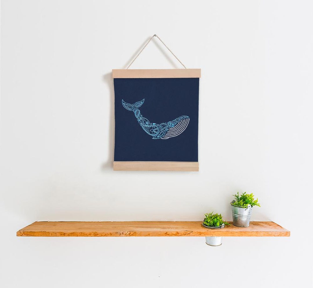 Whale Banner Embroidery Kit, Craft Kit for Beginners, Paisley Tapestry ...
