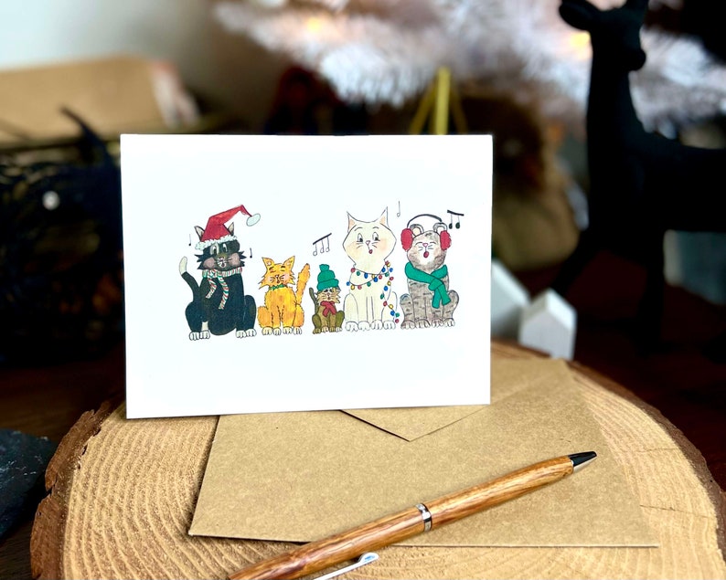 Singing Cat Christmas Card Digital Download, Printable Card, JPEG/PDF ...