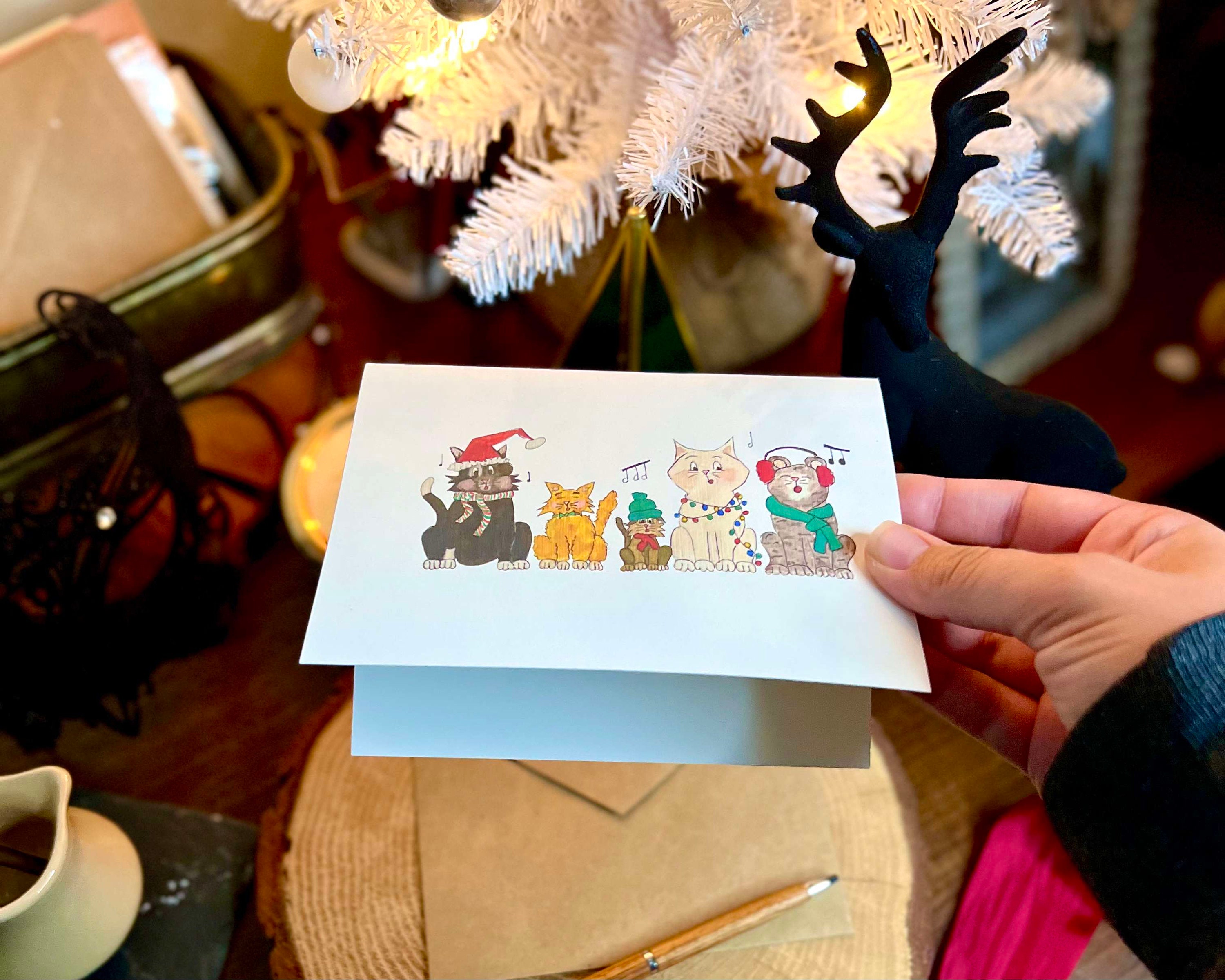 Singing Cat Christmas Card Digital Download, Printable Card, JPEG/PDF ...