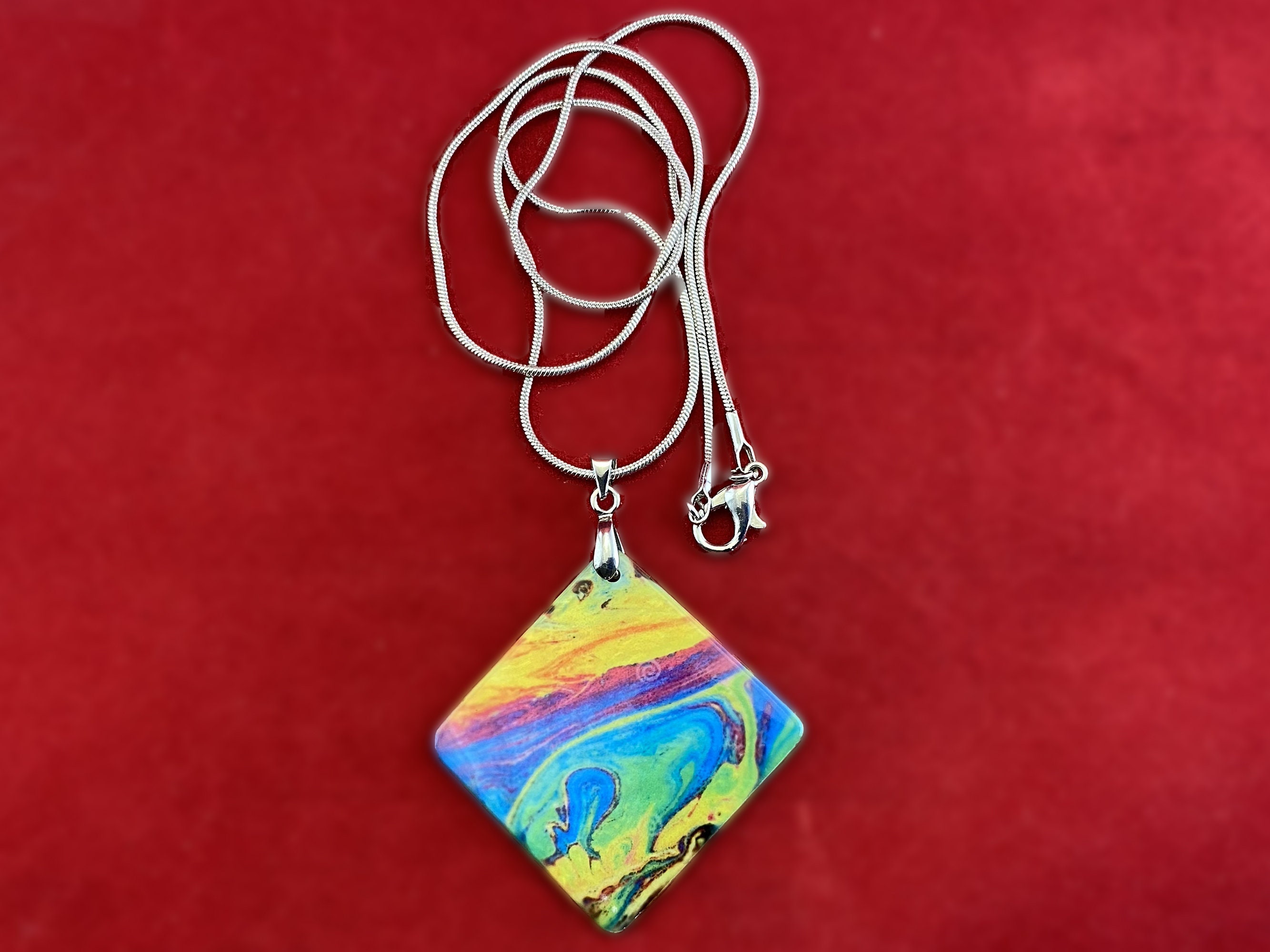 Colorful Paint Swirl Lumashell Necklace - Etsy
