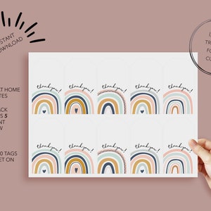 Boho Rainbow Multi-pack Thank You Tag - Gift Tag - Party Favor ...