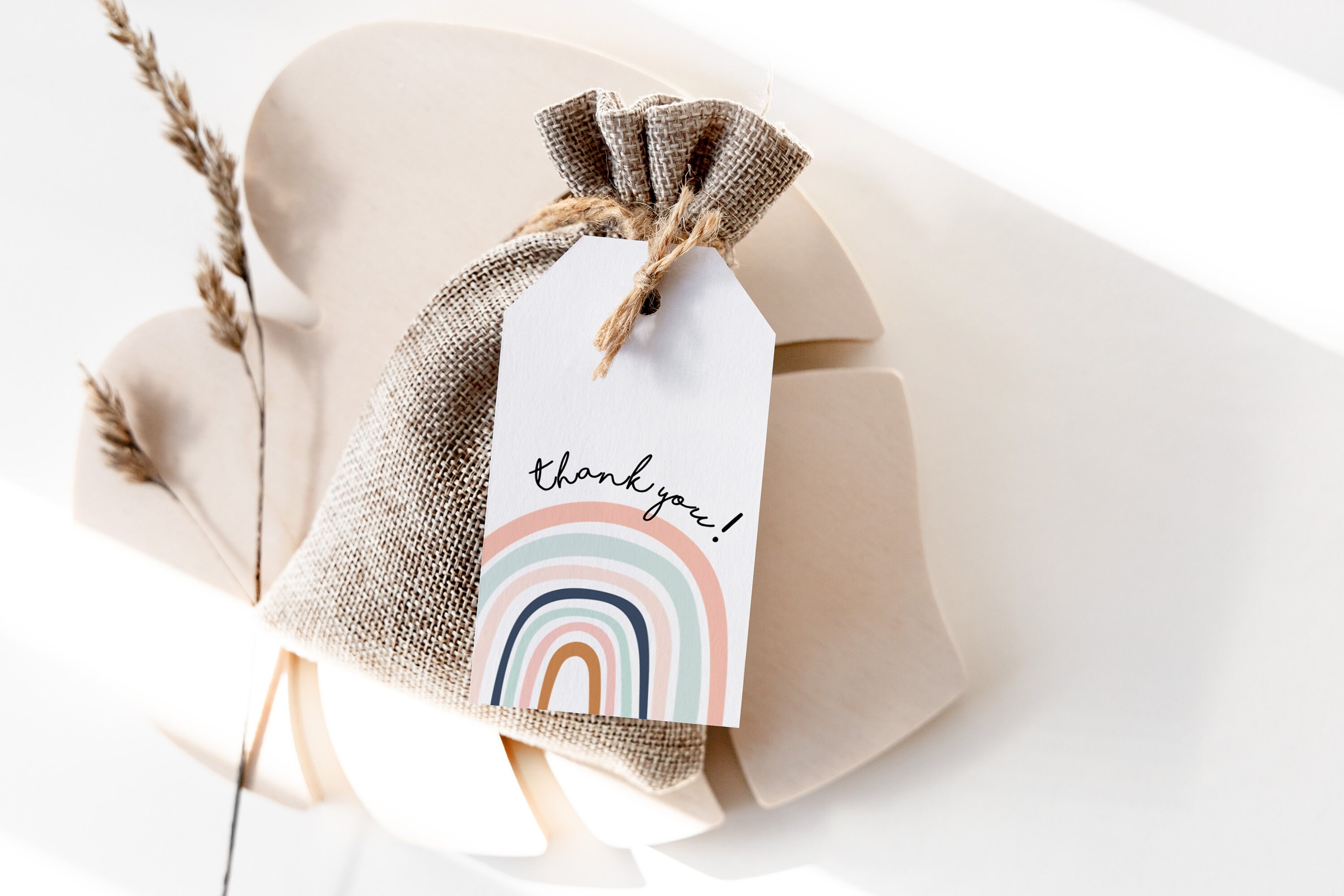 Boho Rainbow Multi-pack Thank You Tag Gift Tag Party Favor Printable ...