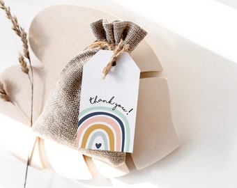 Boho Rainbow Multi-pack Thank You Tag Gift Tag Party Favor Printable ...